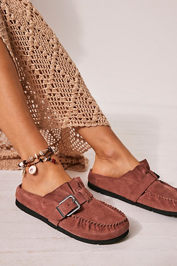 FREE PEOPLE Free People After Riding Suede Mules with Buckle Detail